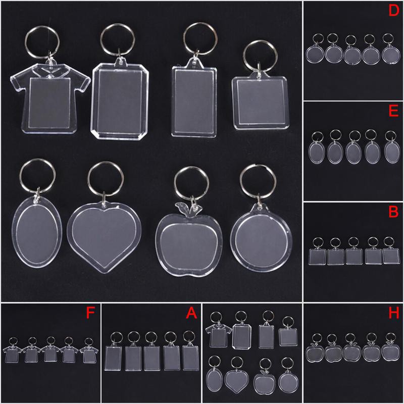Purpleredto5PCs Transparent Blank Insert Photo Picture Frame Keyring ...