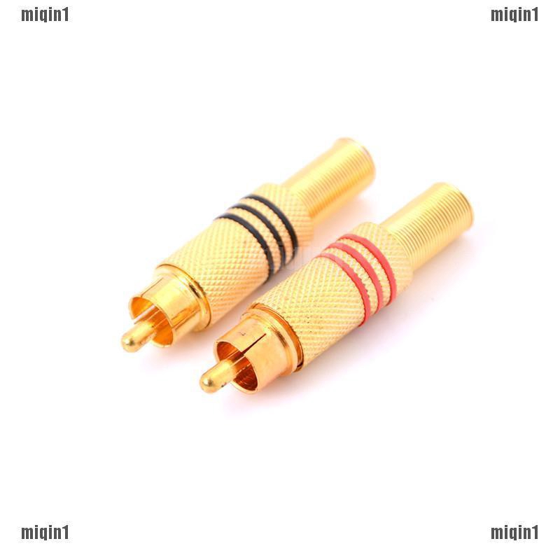 MQ 1th 2 ชิ้น ชุด Gold Plated RCA Phono Male Plug Solder Audio Video ...