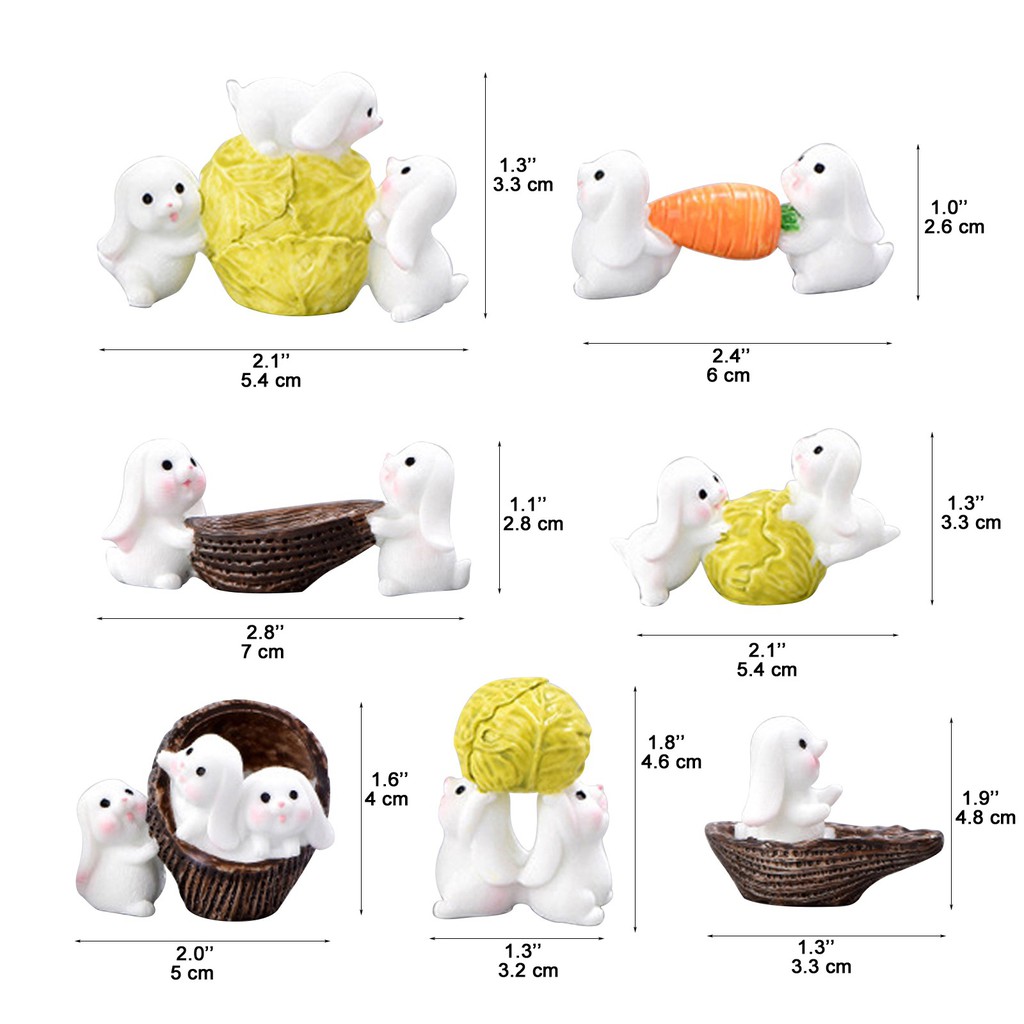 เครื่องประดับ：7C Animal Resin HandiCraft Mini Garden Rabbit Cabbage ...