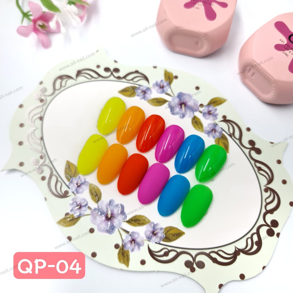 (1Set6ขวด) ชุดสีเจลทาเล็บ แบรนด์คุณภาพ QP 12ml. - all_nail - ThaiPick