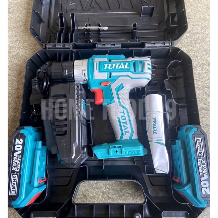 Total สว่านไร้สาย 20 โวลท์ (10 มม ) (แบต 2 ก้อน แท่นชาร์จ) รุ่น ...
