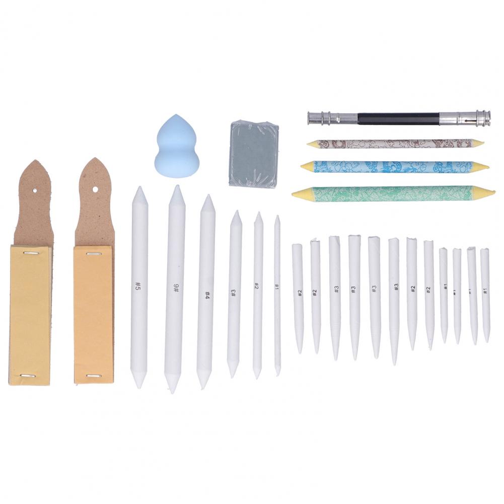 26pc Blending Stumps Sandpaper Board Eraser Sponge Extension Tool ...