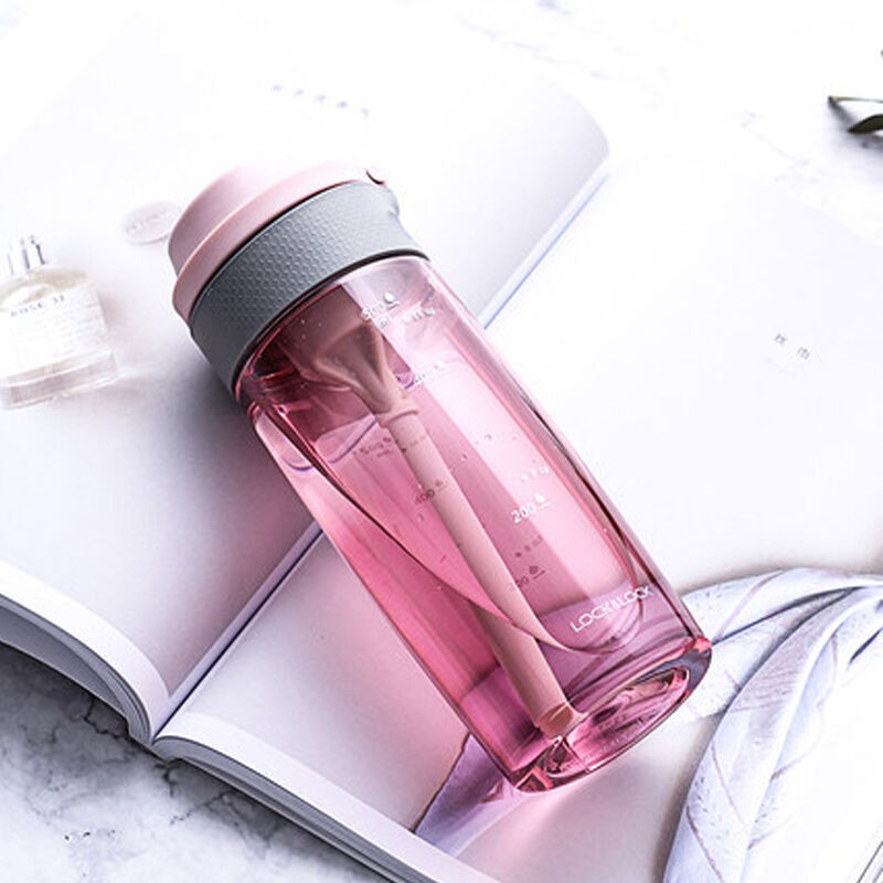 LockLock One-Touch Straw Cup Portable Sports Water Bottle With Scale ...