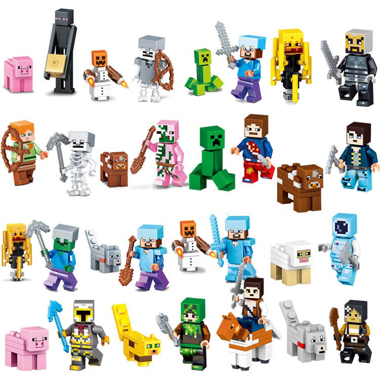 minecraft/ Lego Minecraft Building Blocks ของเล่นประกอบตุ๊กตาตุ๊กตาคน ...