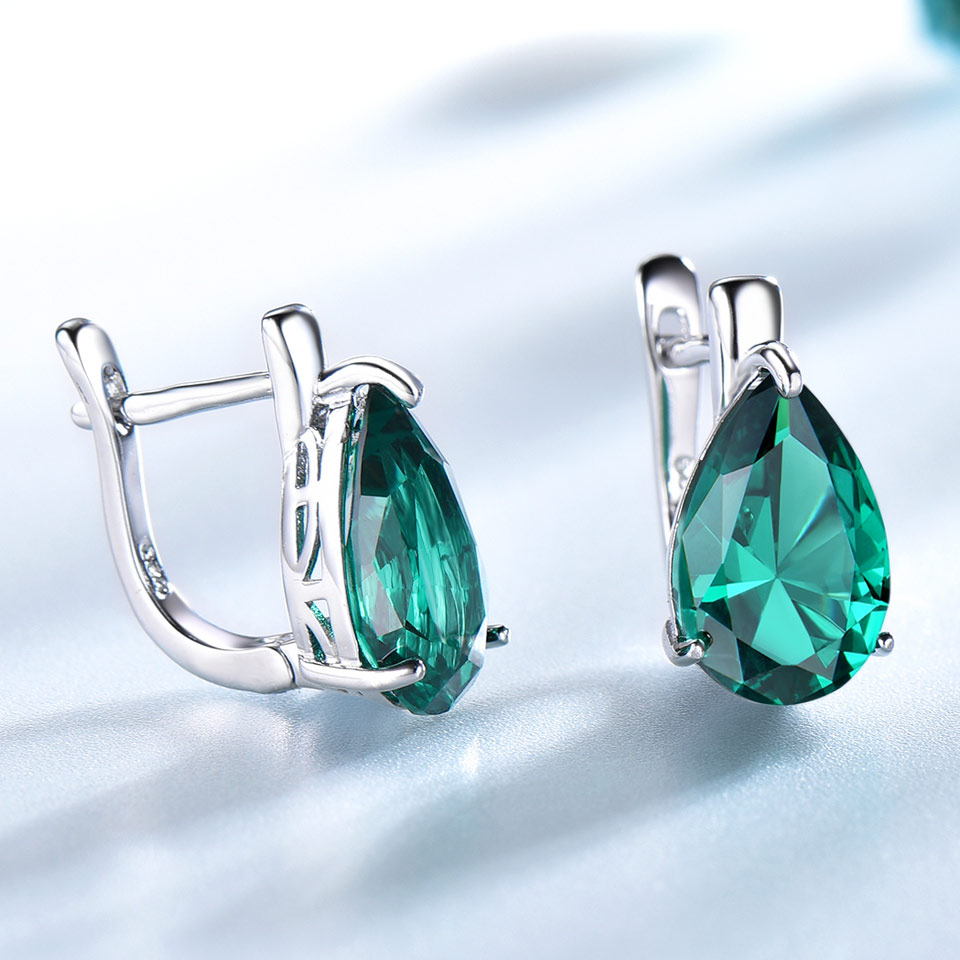 UMCHO Genuine 925 Sterling Silver Clip Earrings for Women Halo Green ...