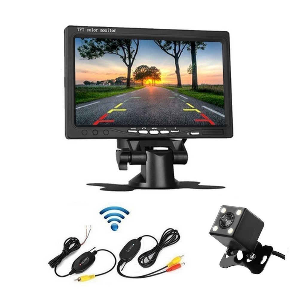 Wireless Car vehicle backup camera system 7 inch TFT color LCD reverse ...