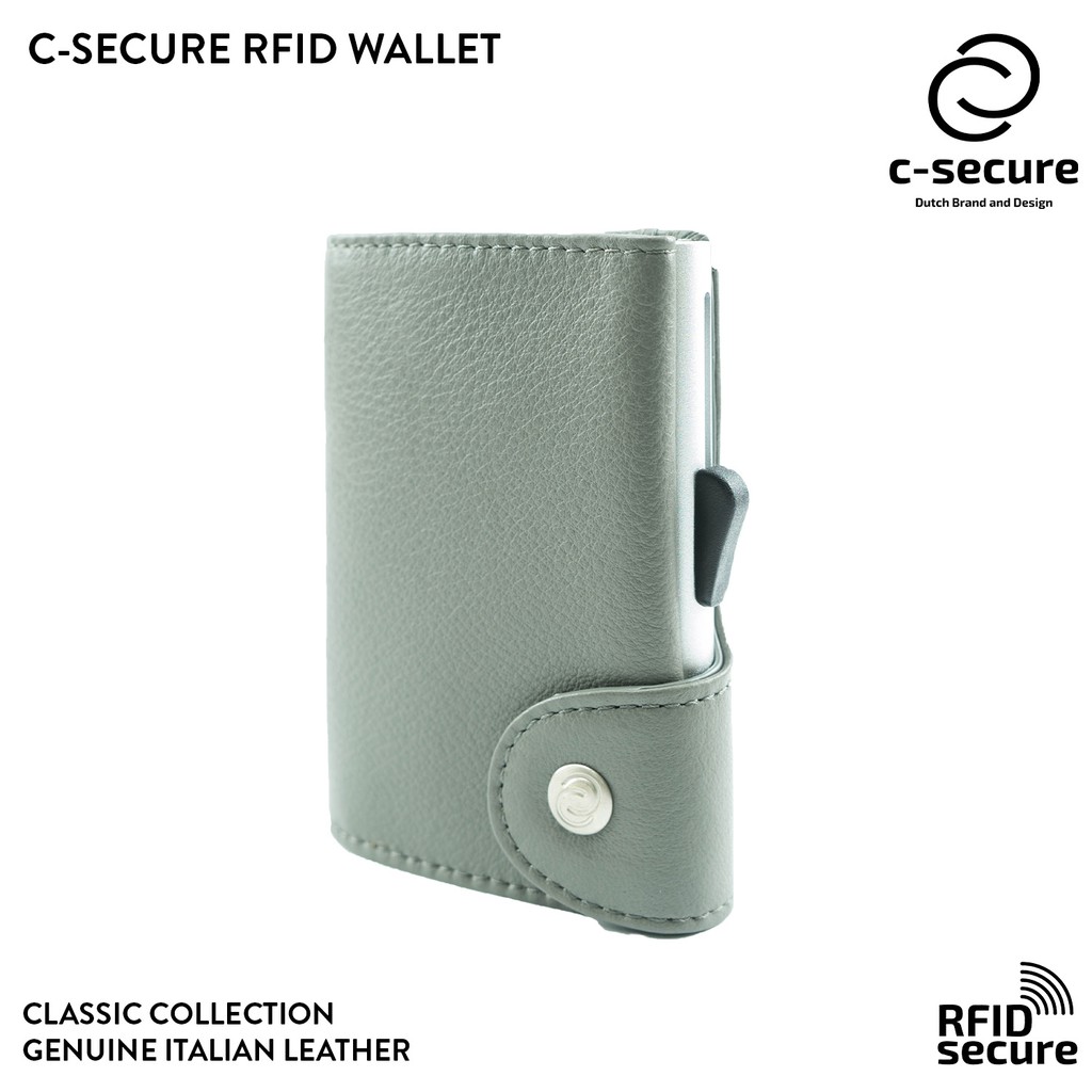 C-SECURE กระเป๋าใส่บัตร กระเป๋าสตางค์ (RFID Protection) รุ่นหนังแท้ ...