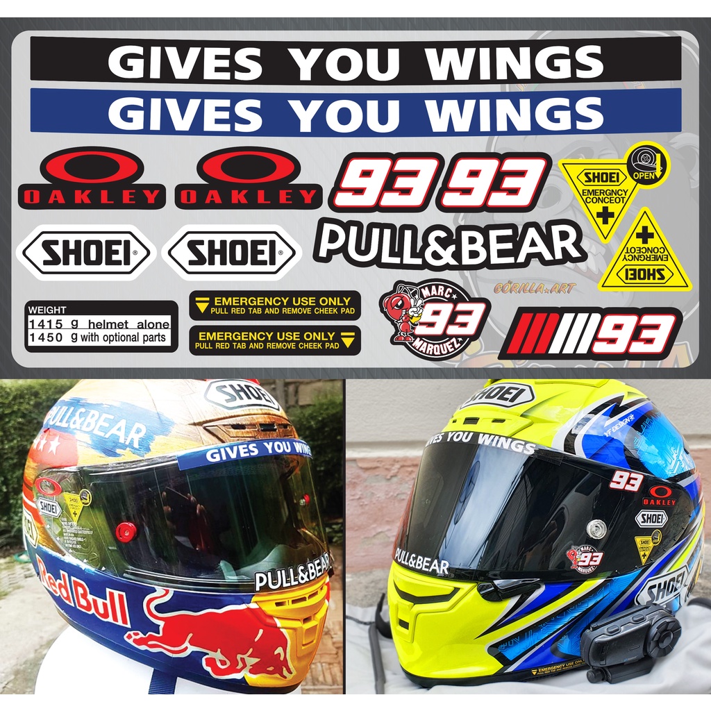 สติ๊กเกอร์ชิวหมวกกันน็อค SHOEI Sticker Helmet สติ๊กเกอร์ติดชิว ...