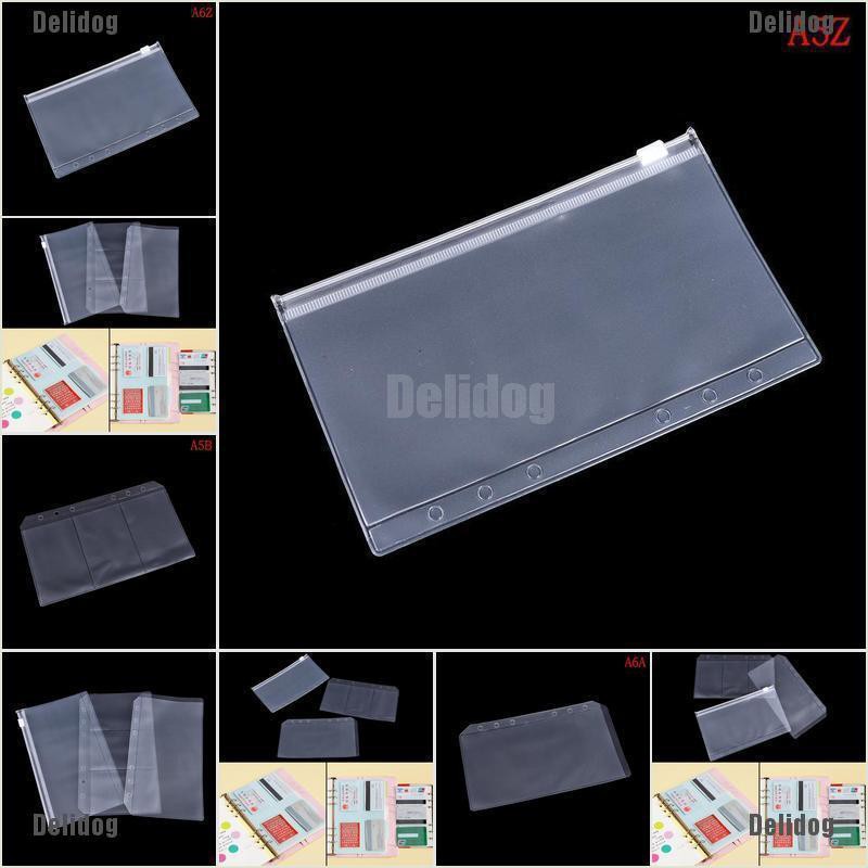 Delidog A5A6 Transparent Zip Lock Envelope Binder Pocket Refill ...