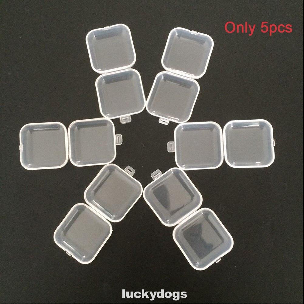 5- Mini Clear Plastic Small Box Jewelry Earplugs Container Storage ...