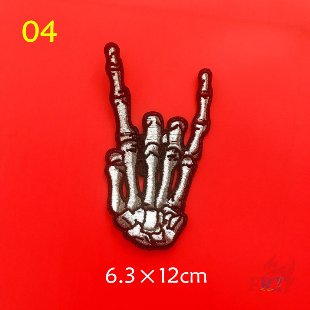 Punk - Rock Skull Finger Patch แผ่นแพทช์ปักลายหัวกะโหลกสไตล์พังก์ Diy ...