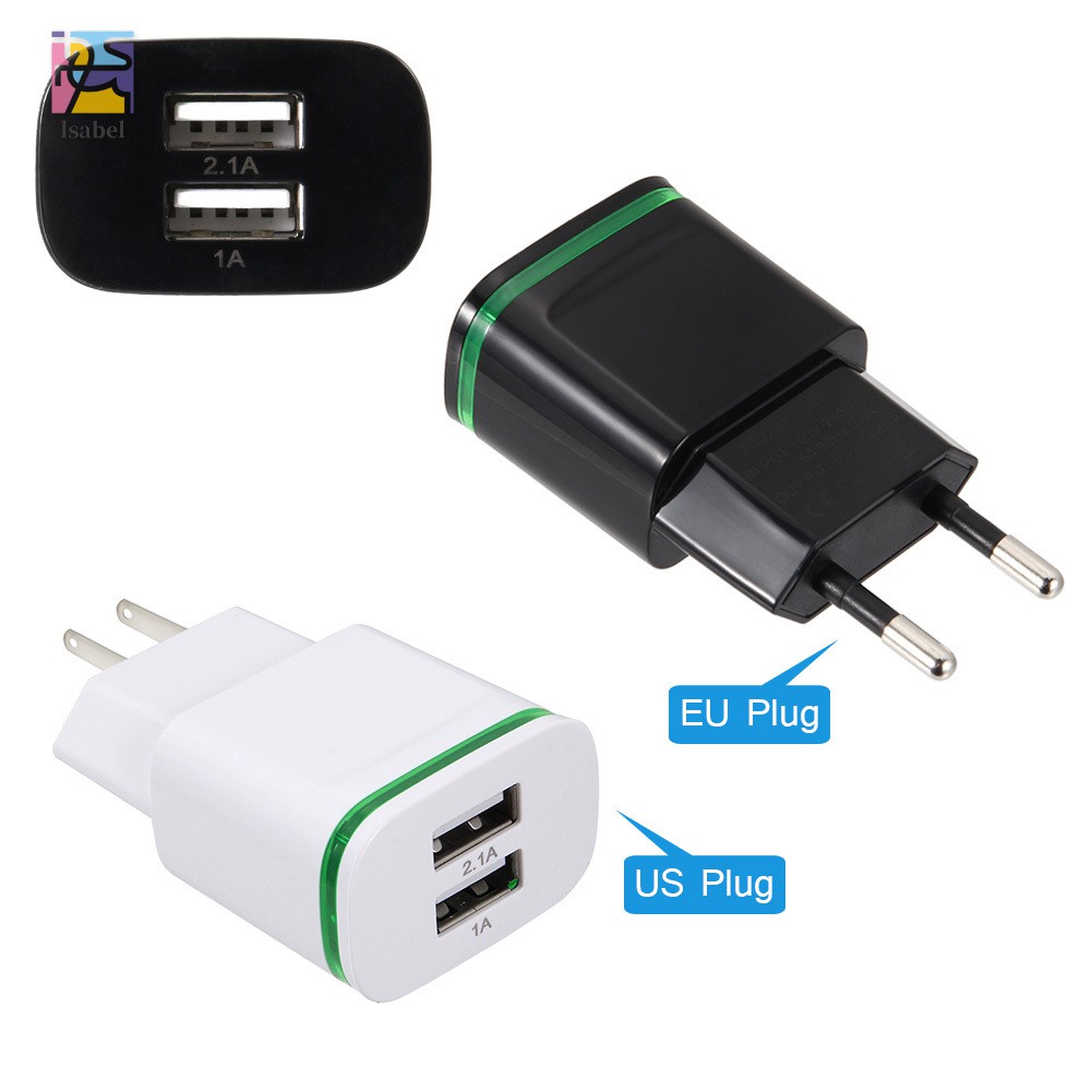 Mobile Phone 2 Ports USB Charger 5V 2A Rapid Travel Charger Wall ...