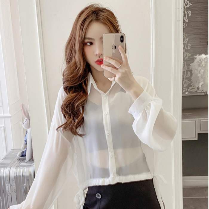 เสื้อเชิ้ตแขนยาวผ้าชีฟองสําหรับผู้หญิง - ommgodness1.th - ThaiPick