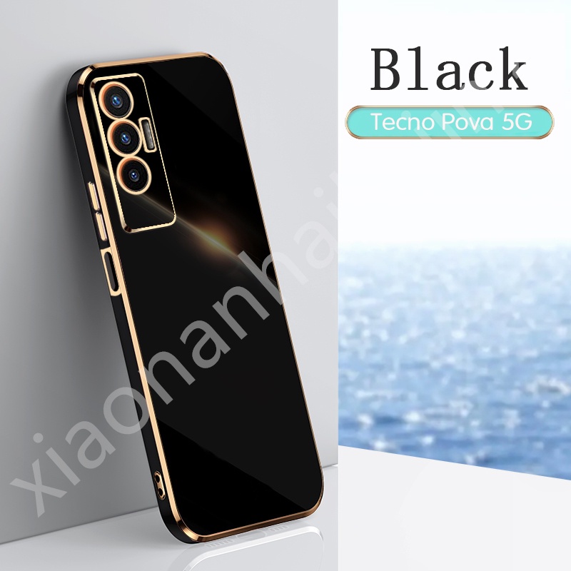 2 IN 1 Tecno Pova 5G LE8 เคสชุบ พร้อมกระจกนิรภัยโค้งสองชิ้น หน้าจอ ...