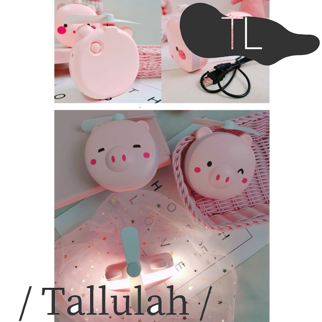 Cartoon Pig Portable LED Fill Light Makeup Mirror Fan USB Charging ...