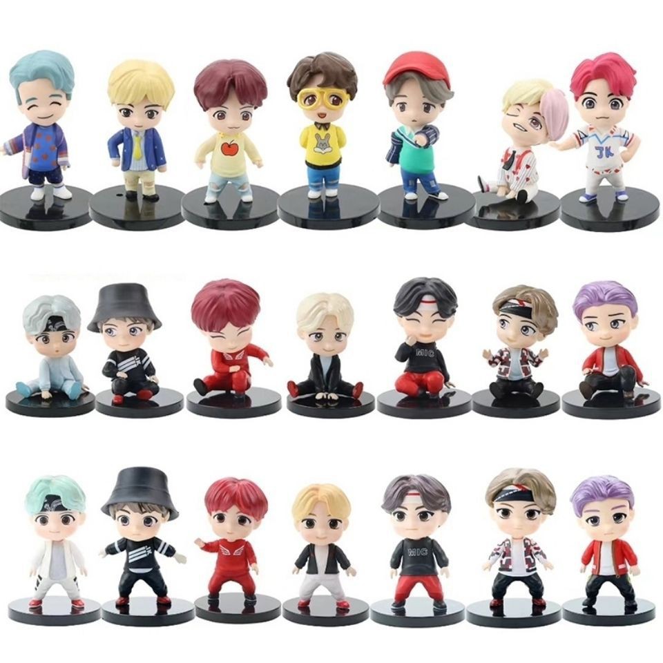 7PCS BTS Figure Set Mini Figures Kpop BT21 Bangtan Boys Miniature ...