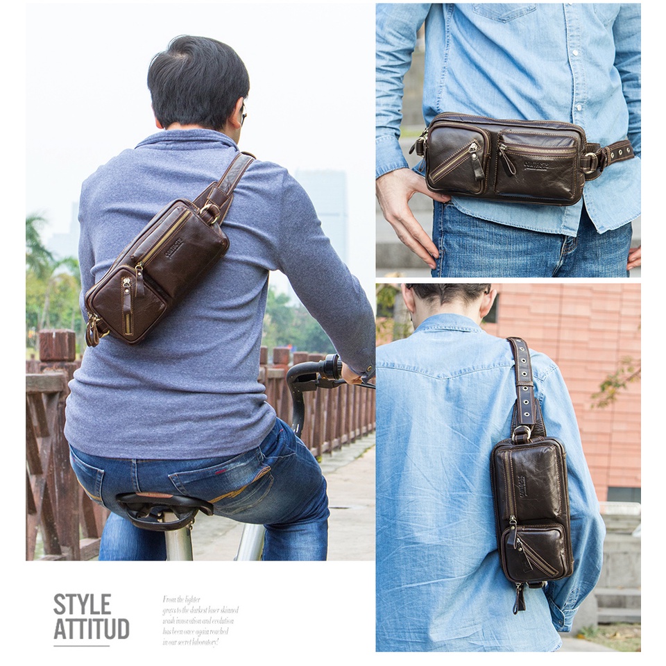 BContact39s Brand Designer Genuine Leather Waist Packs Men Travel Fanny ...