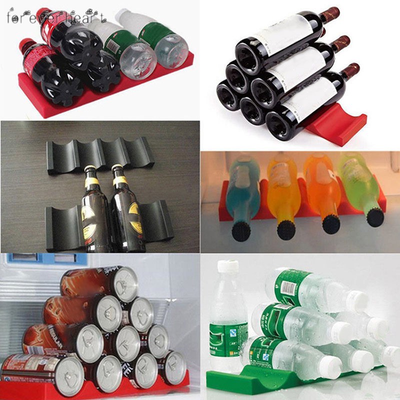 Bottle Stacker Silicone Mat Fridge Wine Rack Cans Organizer Jars Holder ...