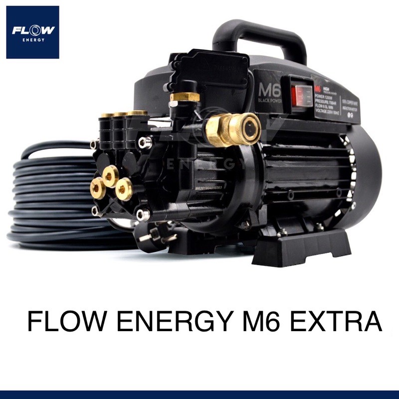 เครื่องฉีดน้ำแรงดันสูง High Pressure Washer 100 บาร์ ยี่ห้อ Flow Energy รุ่น M6 Extra รับประกัน ...