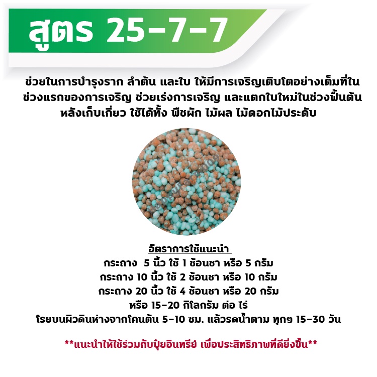 ปุ๋ยเคมี สูตร 25-7-7 ปุ๋ยบำรุงต้น บำรุงใบ ( แบ่งขาย บรรจุ 1 กิโลกรัม ...