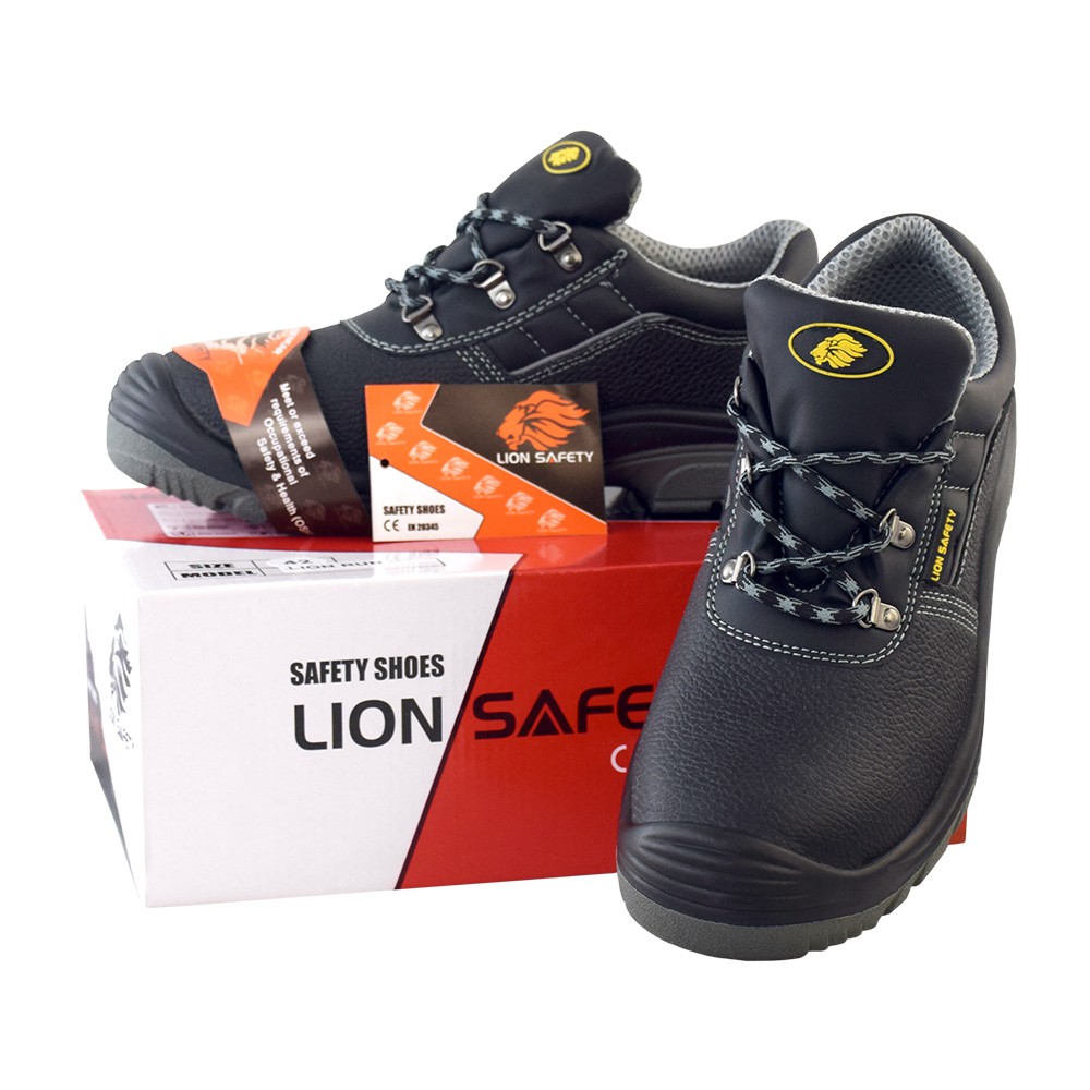 LION RUN (LION SAFETY)รองเท้าเซฟตี้ หุ้มส้น หนังแท้อัดลาย พื้นพียู แถบ ...