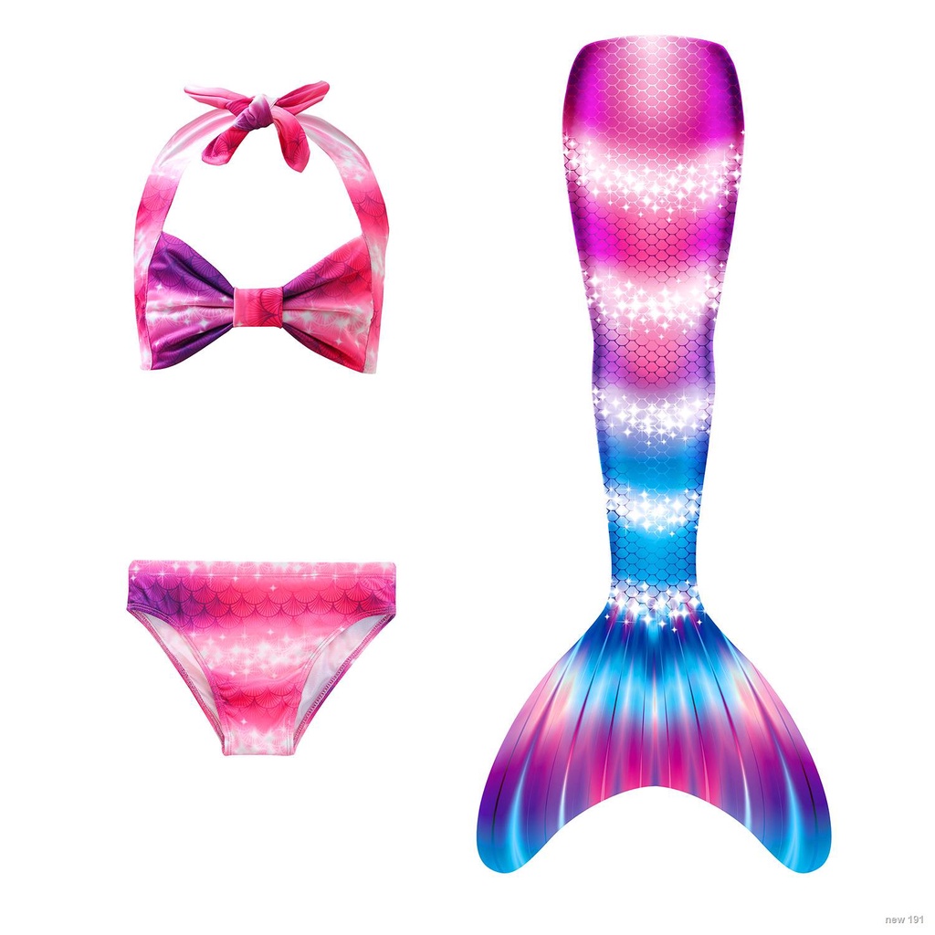 Girls Mermaid Tails Swimsuit Costumes Bikini Swimming Cosplay Little ...