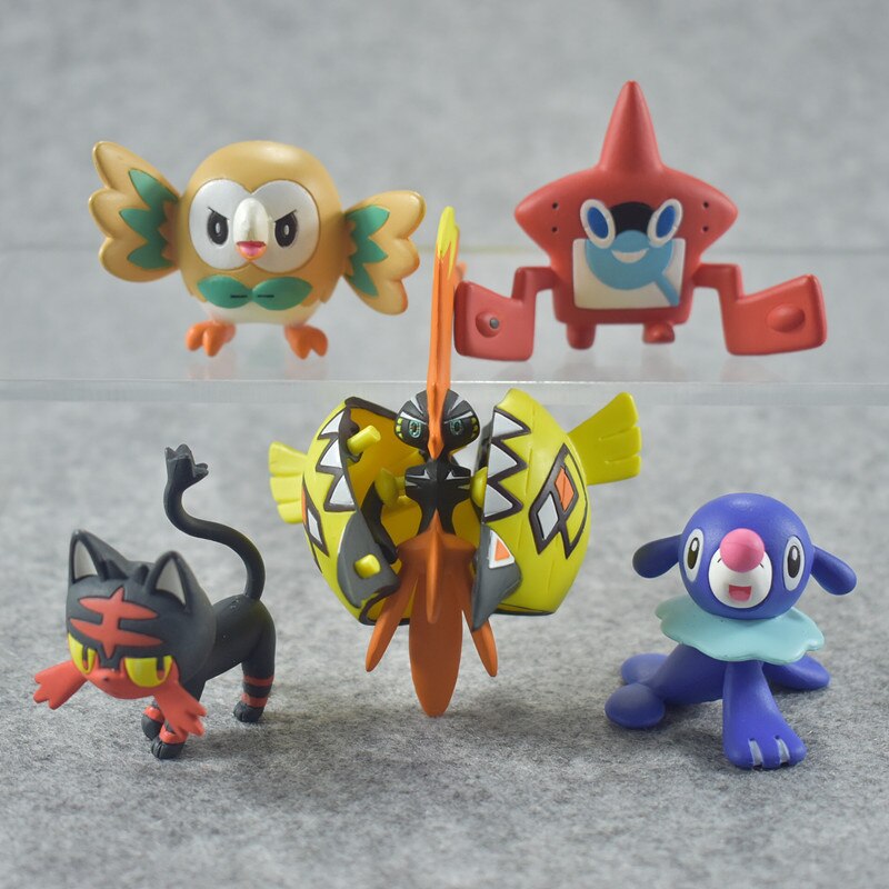 New Anime Toys Pokemon Figures Rowlet Litten Pet Collection Pikachu ...