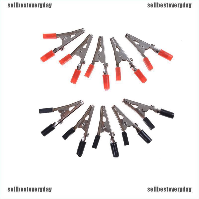 {sellbesteveryday}10pcs 50mm Black Red Plastic Handle Test Probe Metal ...
