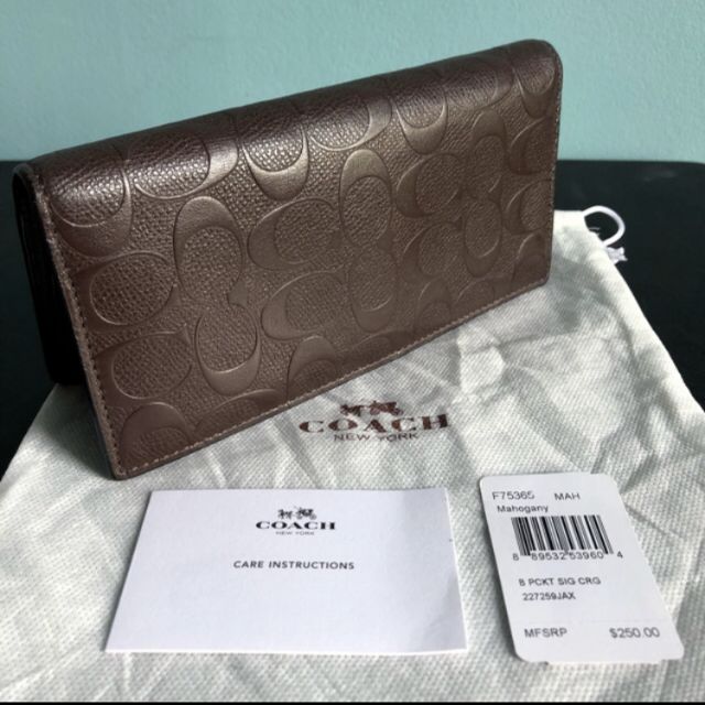ส่งต่อ กระเป๋าสตางค์ใบยาว Coach Monogram Leather Long Wallets SIGNATURE ...