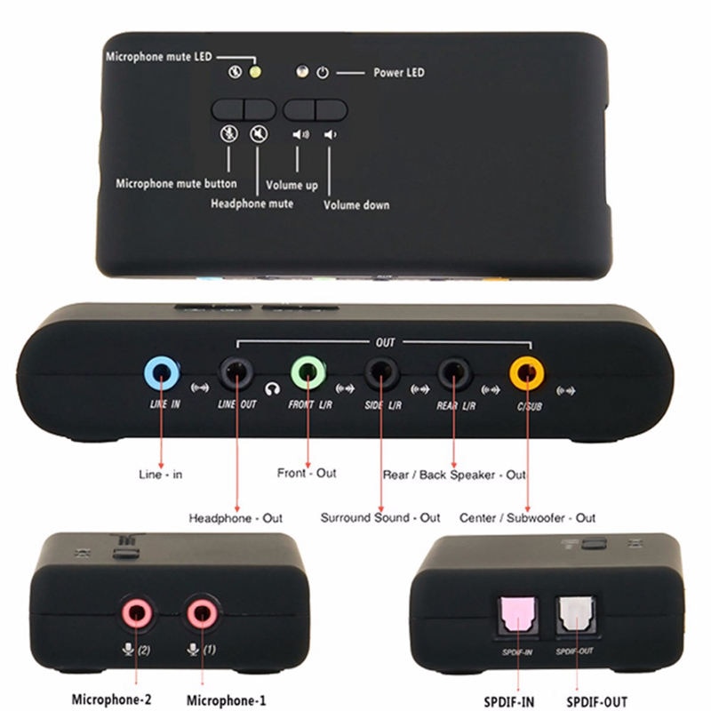 7.1 Sound Card Usb 2.0 Sound Card Cmi6206 Chiset Usb Usb Audio Device ...