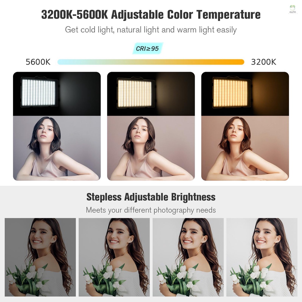 แผงไฟ Rgb Led 3200K-5600K หรี่แสงได้ Cri95 พร้อมอะแดปเตอร์บันทึกวิดีโอ ...