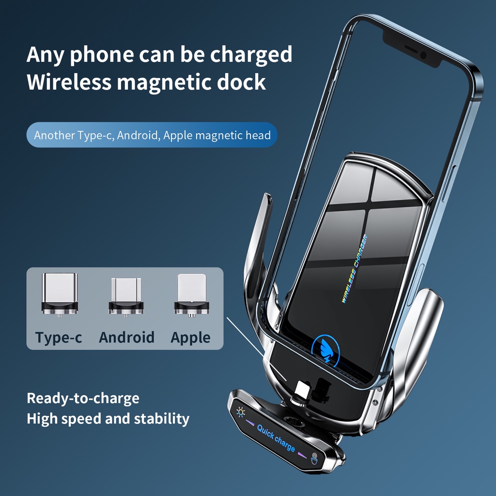 30W Car Wireless Charger Automatic Magnetic Car Phone Holder for iPhone ...