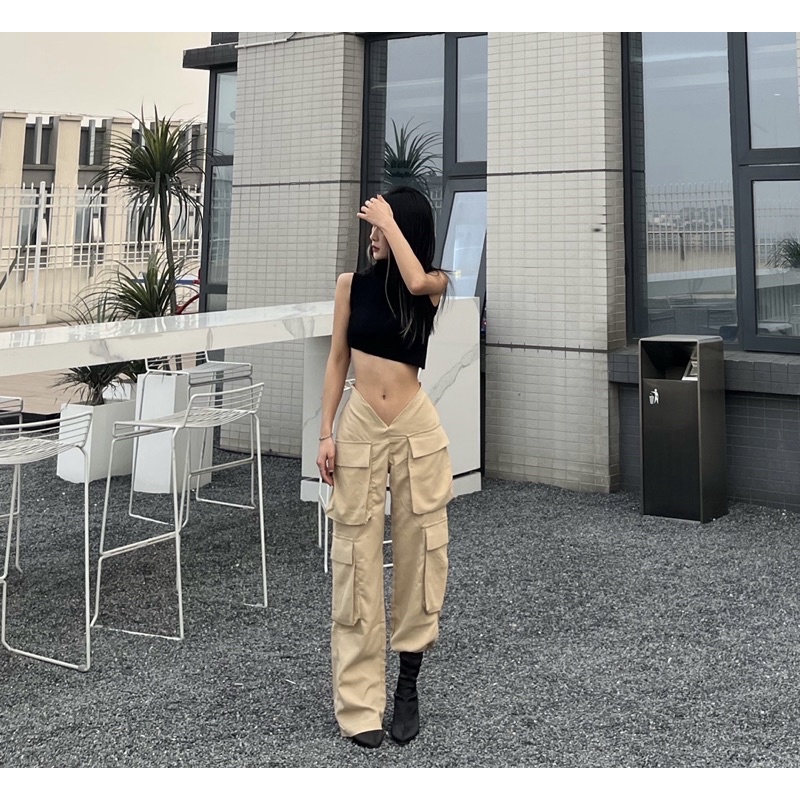 พร้อมส่ง กางเกงคาร์โก้ y2k Canvas Cargo Pants - charisashop19 - ThaiPick