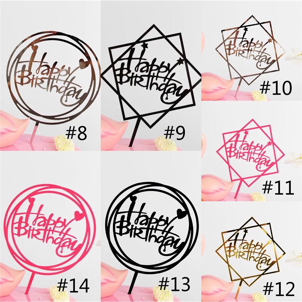 Acrylic Birthday Party Cake Bake Decoration Birthday Cake Logo Happy ...