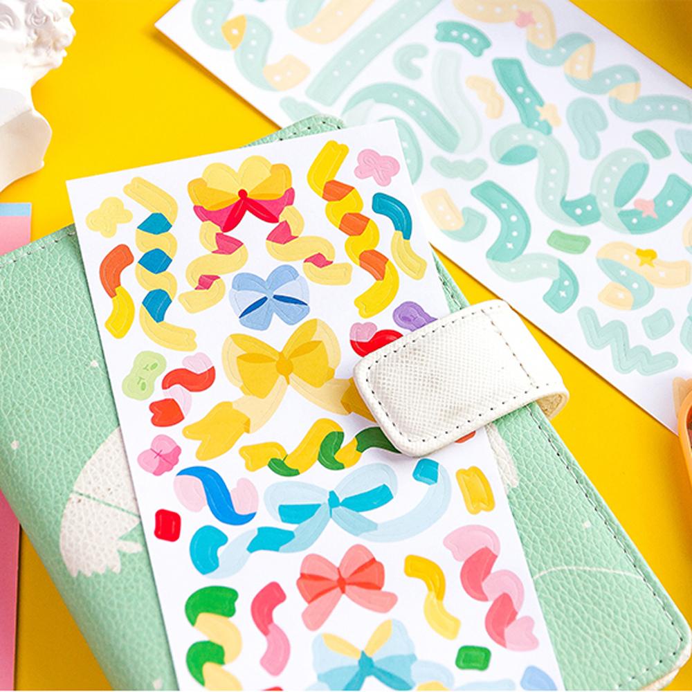 DARON Stationery Ribbon Sticker Colorful Decoration Stickers Rainbowsky ...