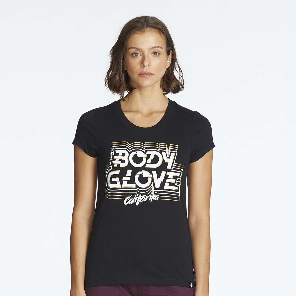 BODY GLOVE Womens Premium Tee T-Shirt เสื้อยืด ผู้หญิง สีดำ-01 ...