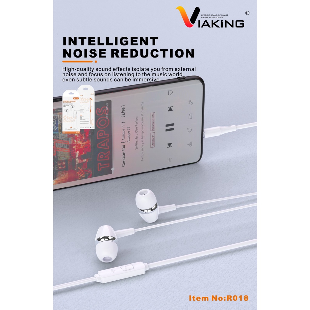 หูฟัง Viaking รุ่น R018 หูฟังเสียงดี SmaII talk หูฟังไมโครโฟน หูฟัง ...