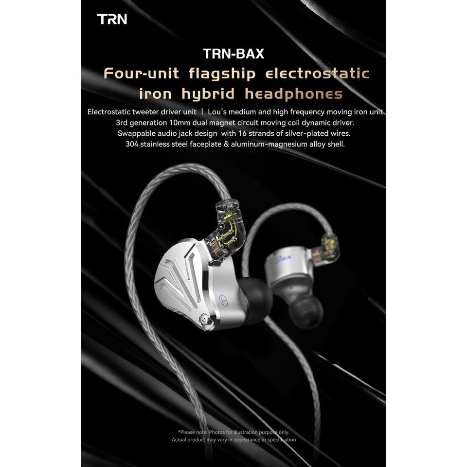 TRN BAX BA1DD2EST Tribrid Metal In Ear Earphone IEM HIFI DJ Monitor ...
