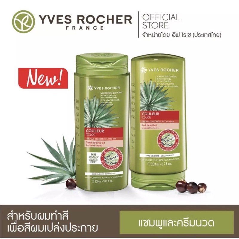 (1 ฟรี 1) Yves Rocher Botanical Hair Care V2 Color Shampoo 300ml ...