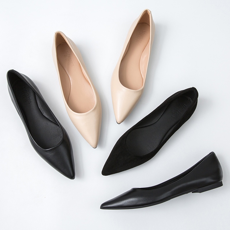 2021 spring and autumn flat shoes women s pointed toe soft leather ...