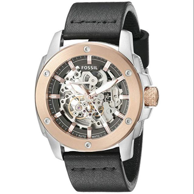 ORIGINAL Fossil ME3082 Modern Machine Automatic Black Leather Mens ...