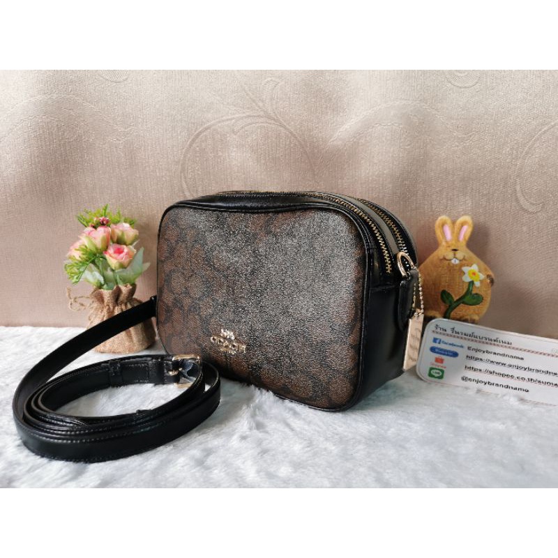 COACH F68168 JES CROSSBODY IN SIGNATURE CANVAS BROWNBLACKLIGHT GOLD ...