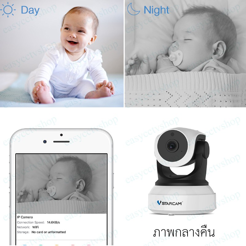 กล้องวงจรปิด WIFI IP camera Vstarcam C7824WIP 1MP รับประกันศูนย์ EYE4 ...