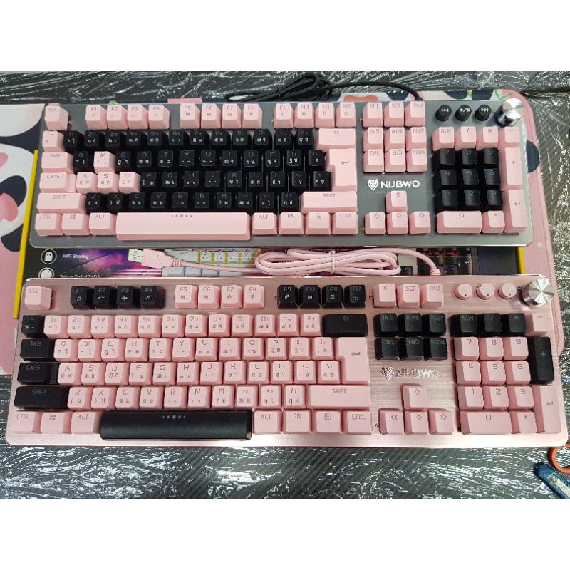 คีย์บอร์ดสีฃมพู-ดำ LIMITED EDITION NUBWO NK-34 FLICKER MECHANICAL ...