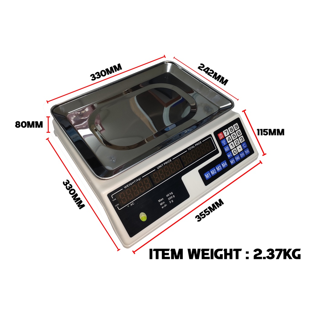 [Shop Malaysia] Electronic Digital Price Computing Scale Rechargeable ...