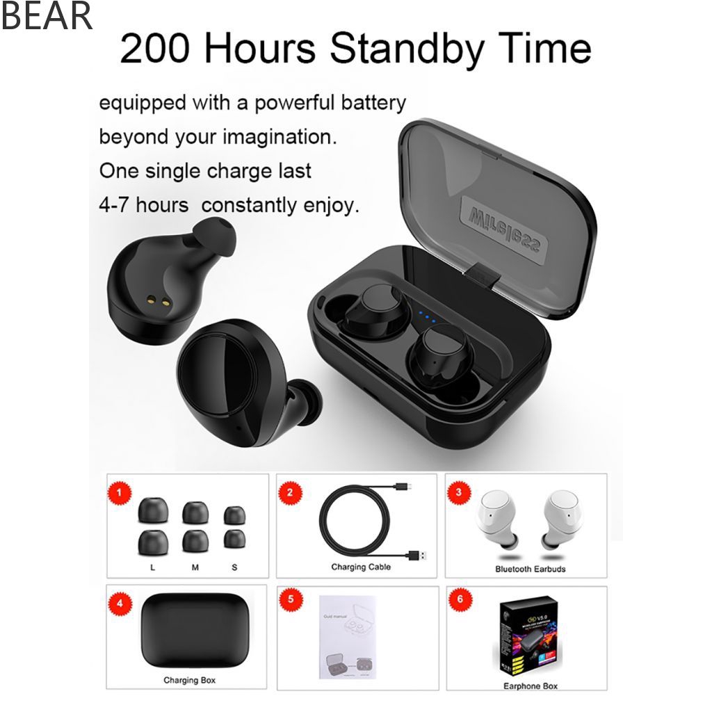 Bear_ Tg H1 Tws หูฟังบลูทูธไร้สาย 5 . 0 Hifi กันน้ํา - 59764559ss.th ...