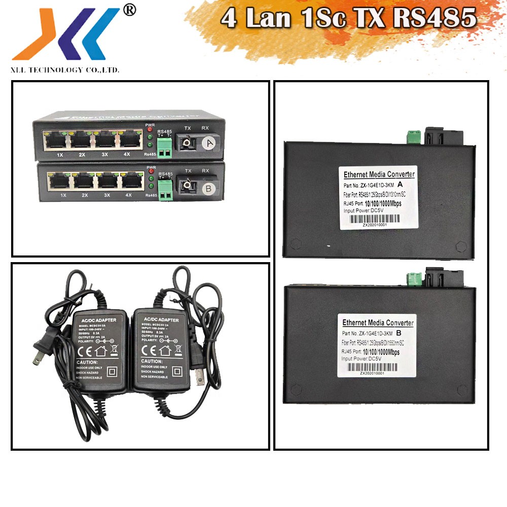 Fiber To Ethernet Gigabit RS485 Media Converter With Pair 1 Lan 1 SC TX ...
