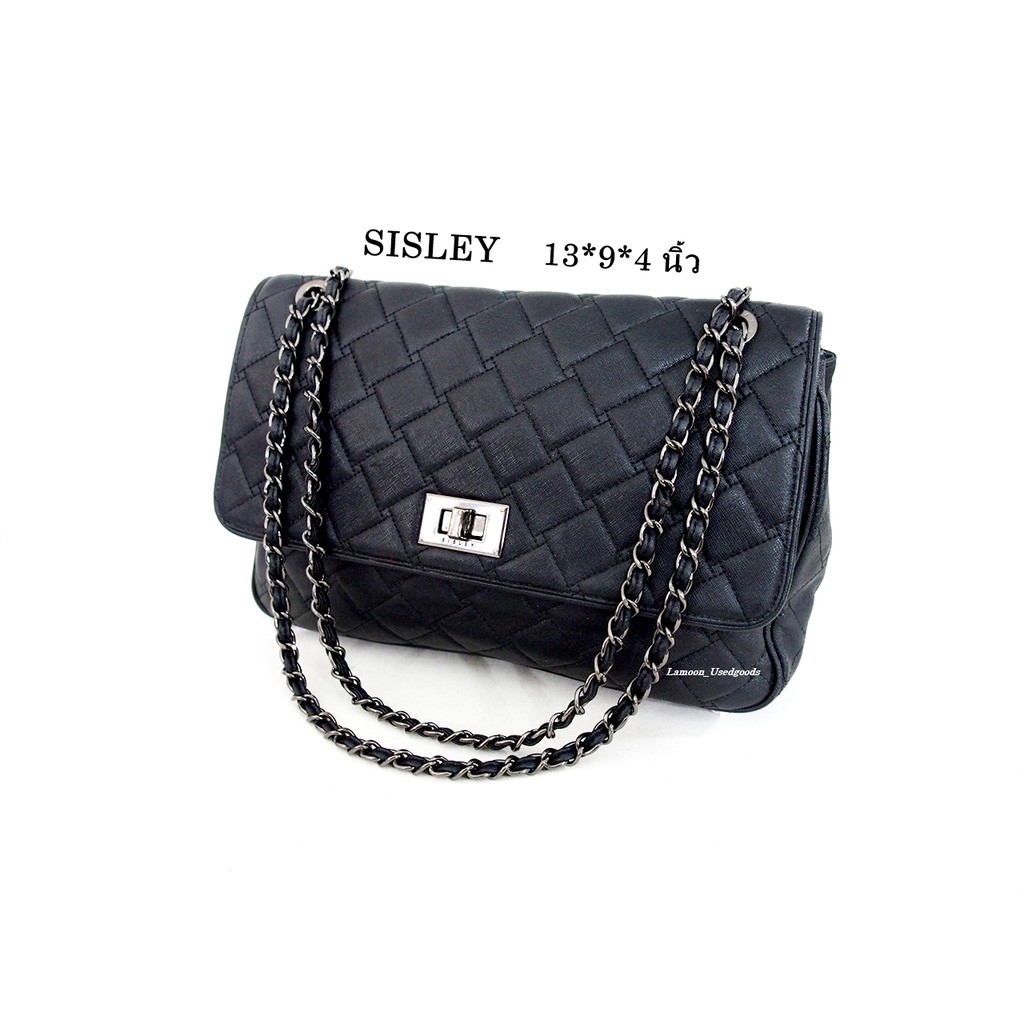 กระเป๋ามือสอง กระเป๋าหนังแท้ กระเป๋าสะพายครอสบอดี้ สายโซ่ Sisley crossbody bag | Shopee Thailand