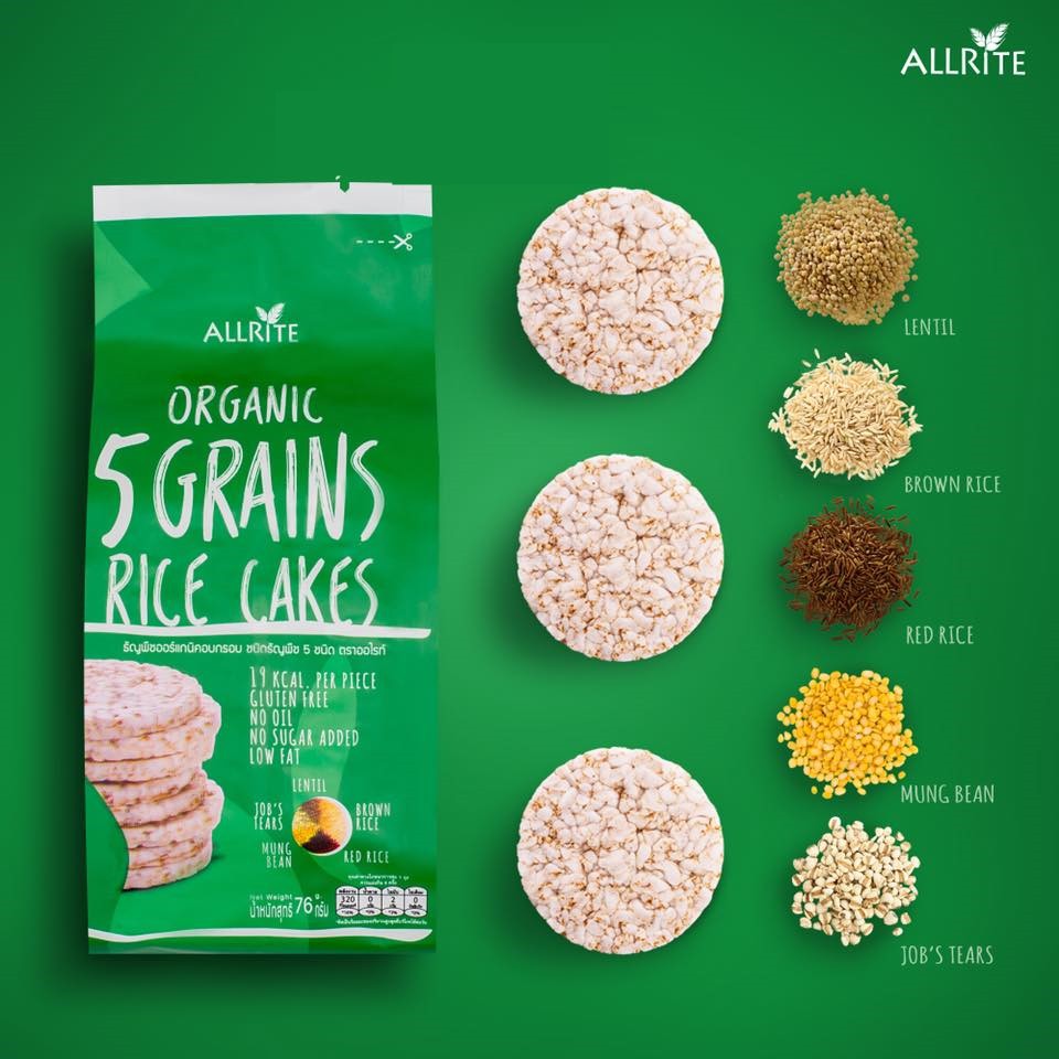 Oranic 5 grains Rice cake ข้าวผสมธัญพืชออร์แกนิคอบกรอบ ประกอบด้วยธัญพืช ...
