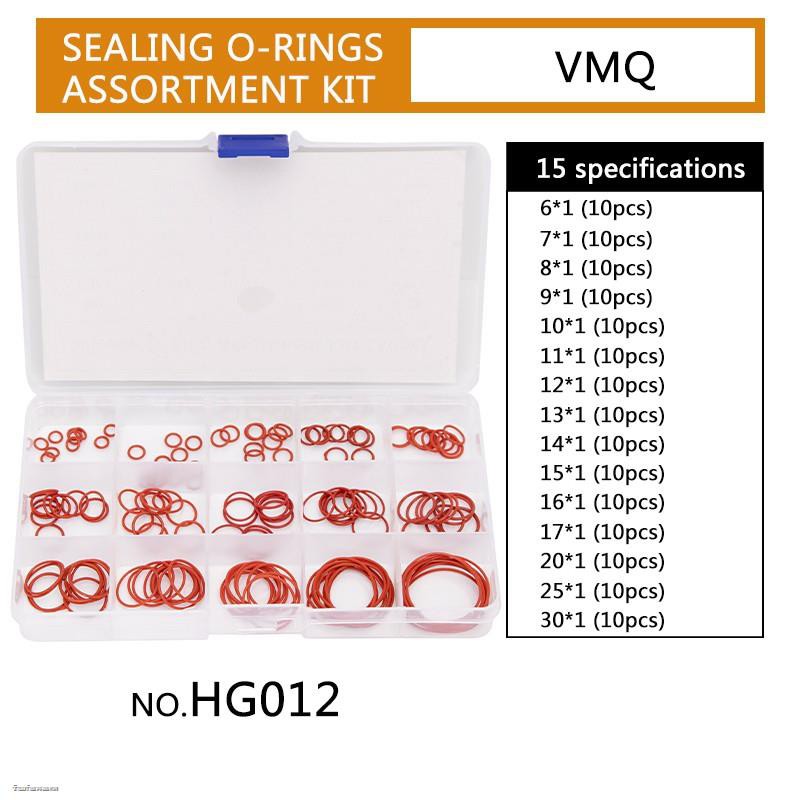Red Silicone VMQ O Ring Seal Sealing O-rings Set Assortment Kit Box For ...
